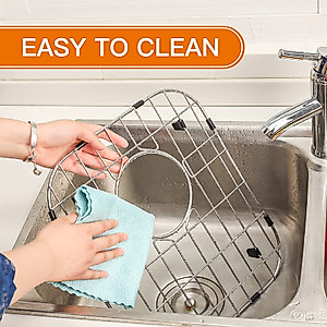 LYFLY 12.6×14.6 inches with Rear Drain for Sink, Kitchen Sink Grid, Stainless Steel sink protector, sink rack, Sink Mat, sink protectors for kitchen sink S-