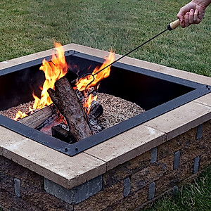 Sunnydaze 36" Easy-Opening Heavy-Duty Round Fire Pit Spark Screen Cover with Hinged Door and 26" Long Steel Fire Pit Poker Stick with Wood Handle Bundle.