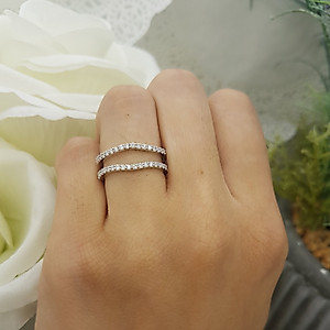 Dazzlingrock Collection Round White Diamond Wedding Enhancer Ring for Women (0.18 ctw) in Solid White Gold, Size 7