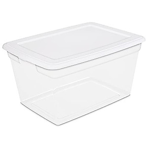 Infityle 58 Qt Storage Box Clear Base White Lid Set of 8