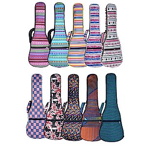 HOT SEAL 10MM Sponge Padding Waterproof Durable Colorful Conventional Ukulele Case Bag with Storage (23/24 Inch, Bohemia No.2)