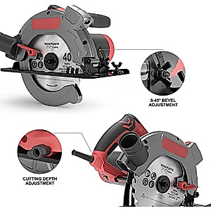 Circular Saw, 3M Corded Skill Saw with Laser Guide, 1500W Power Electric Saws, 5000 RPM with 2 Circular Saw Blades(24T for Wood Cutting, 40T for Metal Cutting)