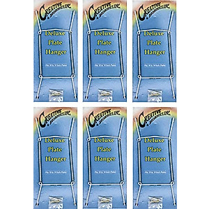 Creative Hobbies Deluxe Plate Display Hangers, Spring Style - Assembled & Ready to Use -Hold 10 to 14 Inch Plates- White Coated Wire Spring Type, Hanger Hooks & Nails Included -Pack of 6 Hangers