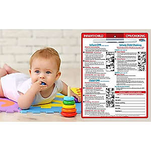 Infant and Child CPR and Choking Magnet - First Aid Quick Reference Card for Children - Emergency Phone Numbers - Laminated with Magnets, Marker - 8.5 x 11 in.