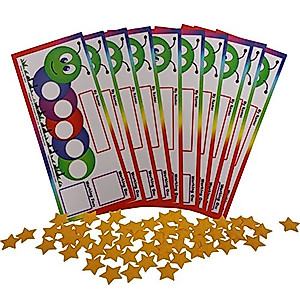 Kenson Kids “I Can Do It!” Caterpillar Token Board 10 Pack – Dry Erase Classroom- Student Incentive Star Charts - Ages 3-10 - Positive Reinforcement Boards with Customizable Goal Box-Measures 5 x 11”