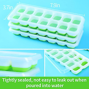 Ice Cube Trays, VEHHE 3 Pack Reusable Silicone 14-Ice Cube Molds with Spill-Resistant Removable Lid, Flexible and Odorless, for Whiskey and Cocktails…