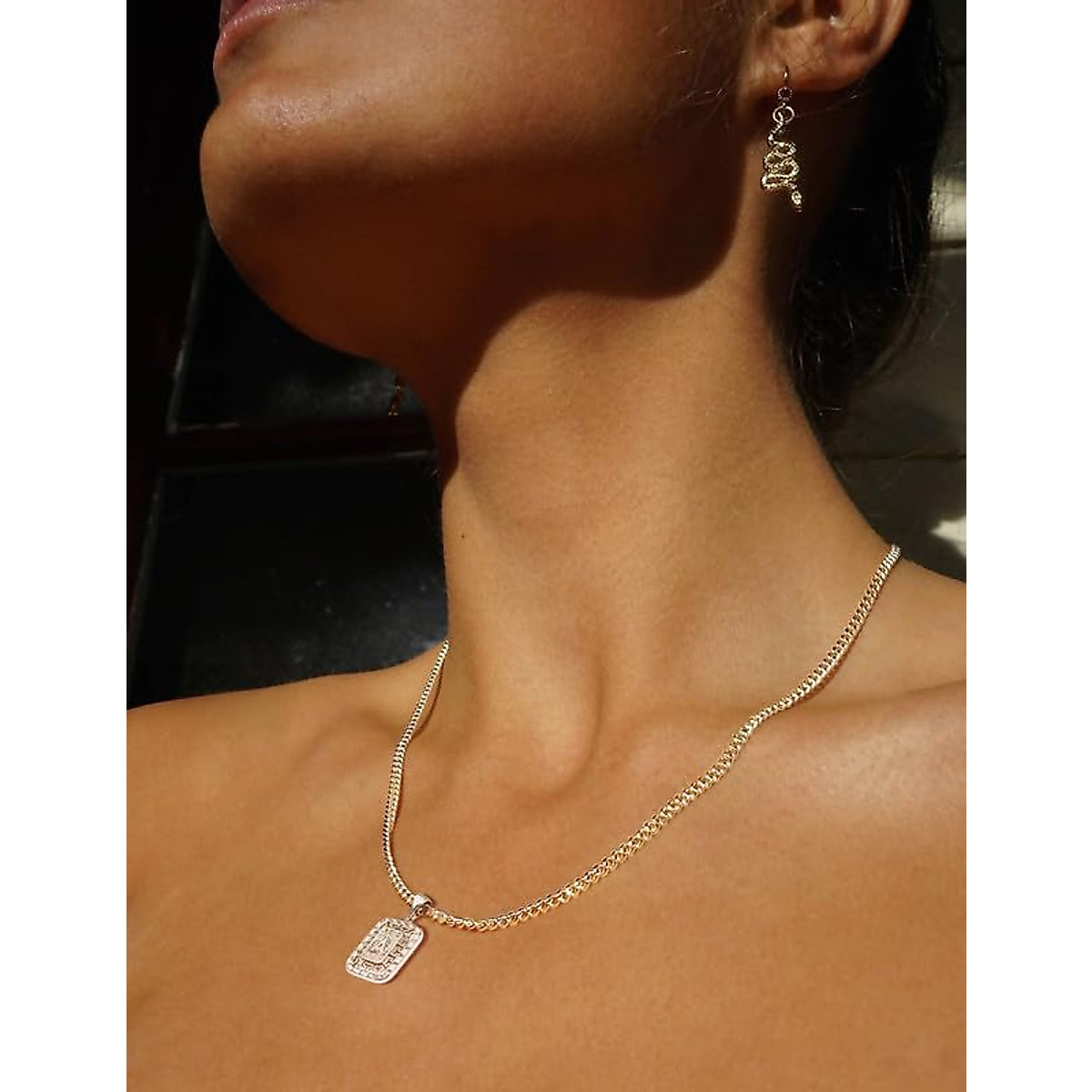 Initial A-Z Letter Pendant Necklace for Men Women Sterling Silver Plated Letter Necklaces for Men 3mm Cuban Chain Necklace 20 Inches (S)