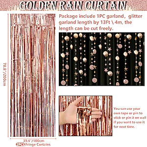 21st Birthday Decorations for Her - Rose Gold 21 Birthday Decorations, Rose Gold Banners, Balloons, Tablecloth, Fringe Curtain, Sash and Tiara for Women Girls Princess 21st Birthday Party Supplies