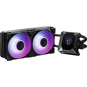 MSI MPG CORELIQUID K240 V2 AIO CPU Liquid Cooler - LCD Pump with 60mm Fan, 2 x 120mm ARGB Fans, Evaporation-Proof Tubing, GI Cooling & Mystic Light Software Support - AMD & Intel Socket Compatible
