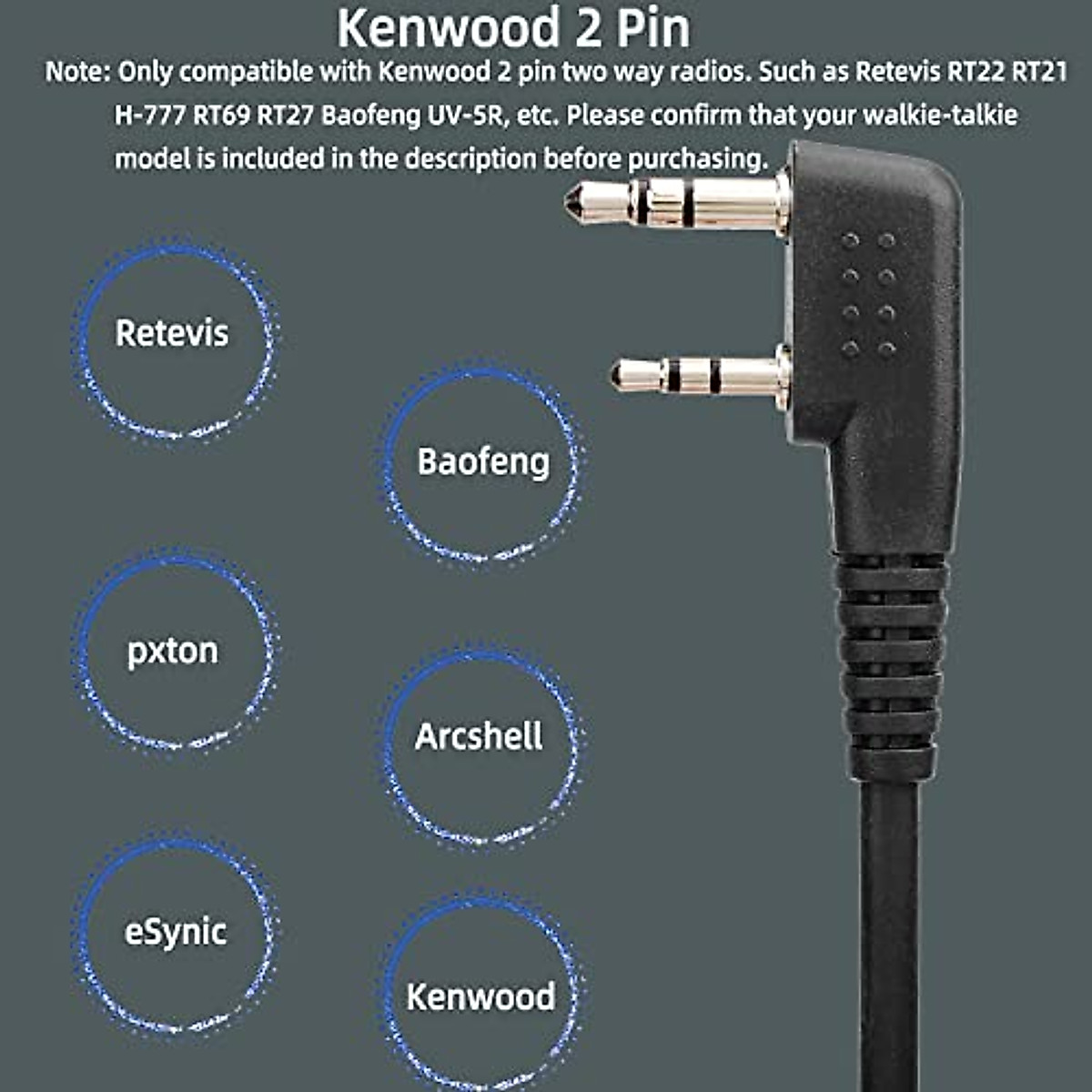 Retevis Walkie Talkie Noise Reduction Headset, Volume Adjustable, Hands Free, Compatible RT22 RT21 H-777 RT68 RB85 Baofeng UV-5R Walkie Talkie, 2 Way Radio Headset, Aviation Gift(1 Pack)