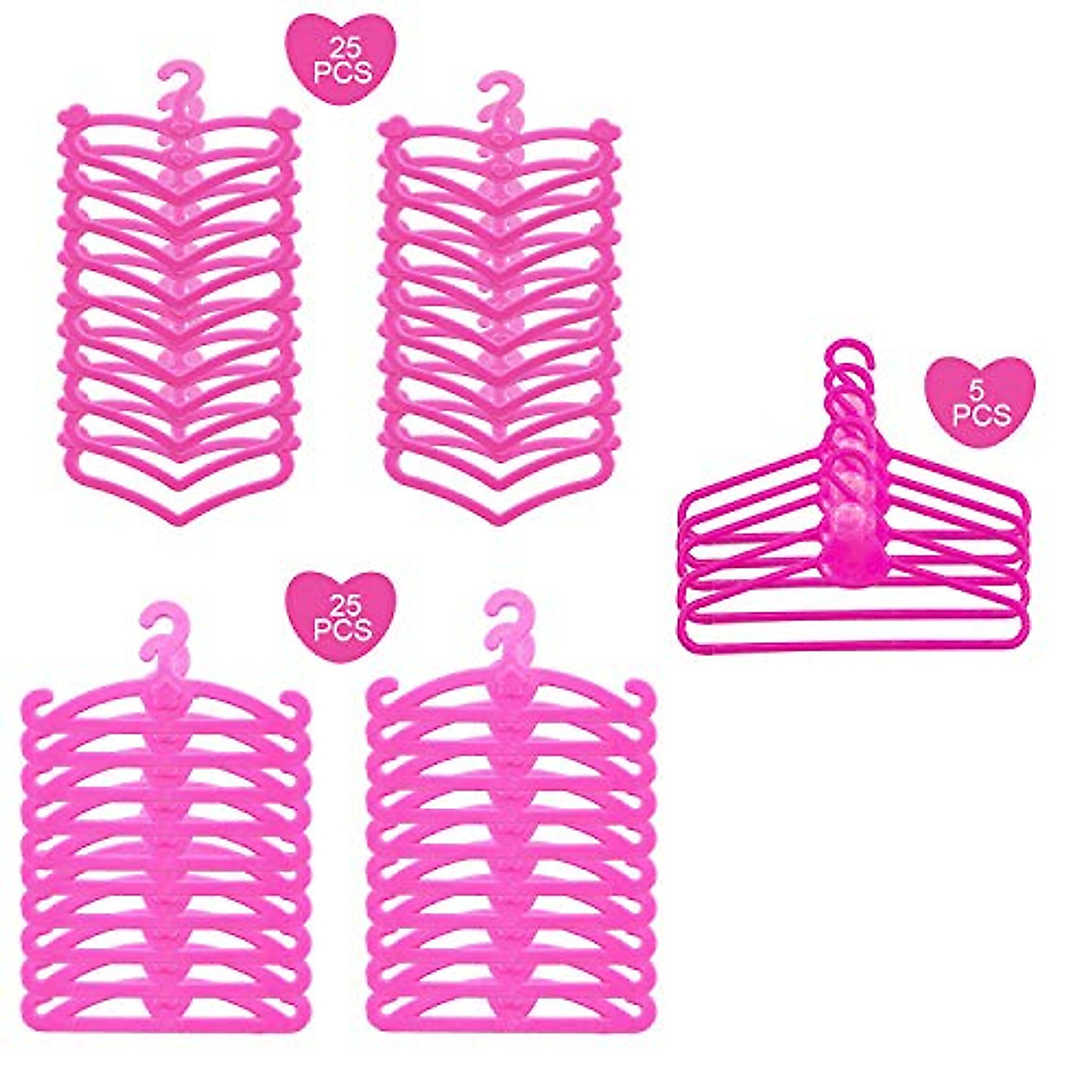 HighFun 55PCS Doll Hangers for Doll Clothes Doll Accessories for 12 inch Dolls 1 Display Rack for Show Doll Clothes