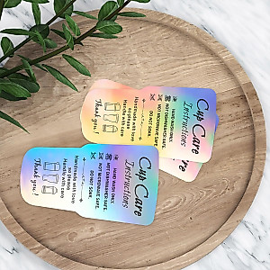 240 PCS Tumbler Care Instructions Holographic Cards Packaging Customer Direction Card for Tumbler, Cup, 3.5 x 2 InchMug Small Business Online Shop Owner