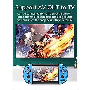 4.3 inch Dual Joystick Color Video Game Console Built-in 3000 Games Support Arcade CPS/gba/gbc/gb/SFC/fc/sega Video Music AV Out Rechargeable Lithium Battery (Blue)