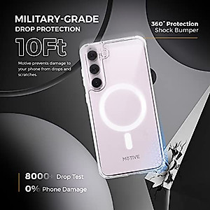 MOTIVE for Samsung Galaxy S23 Plus Magnetic Case, Compatible with MagSafe, [Never Yellowing Clear Case] Transparent Slim Shockproof, Protective Phone Case (6.6") | Crystal Series