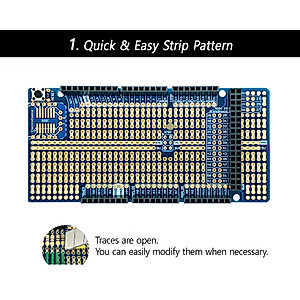 ElectroCookie Proto Shield Kit Compatible with Arduino Mega R3, Stackable DIY Expansion Prototype PCB (2 Pack)