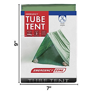 Emergency Zone Reflective & Green Survival 2 Person Tube Tents. Available in 1, 2, 3, 48 Packs.