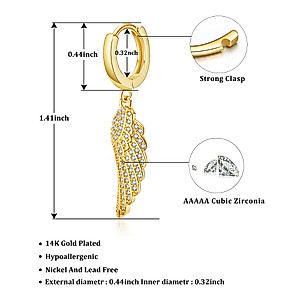 SANNYRA Angel Earrings for Women - 14K Gold Plated Earrings - Hoop Dangle Earrings Jewelry - Gold Huggie Hoop Earrings for Women