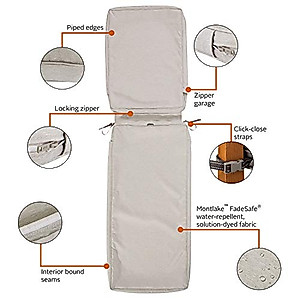 Classic Accessories Montlake FadeSafe FadeSafe Water-Resistant 74 x 23 x 3 Inch Patio Chaise Lounge Cushion Cover, Heather Grey, Patio Furniture Cushion Covers