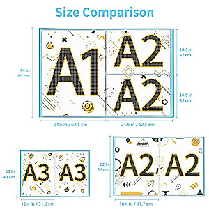 ARTDOT A3 Storage Book for Diamond Painting Kits, Diamond Art Portfolio Folder for Diamond Painting Accessories with 30 Pocket Slevees Protectors (16.9x12.4inches)