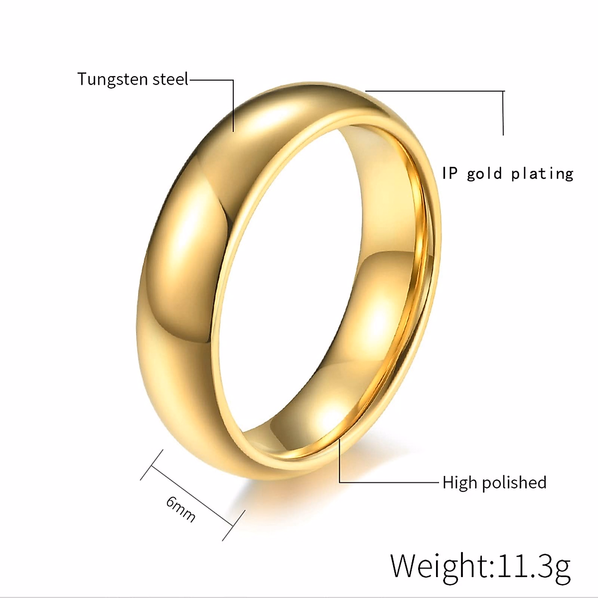 ANAZOZ Engravable Tungsten Rings, 6MM & 4MM Polished Gold Matching Rings for Your Best Friend, Women Size 9 + Men Size 10