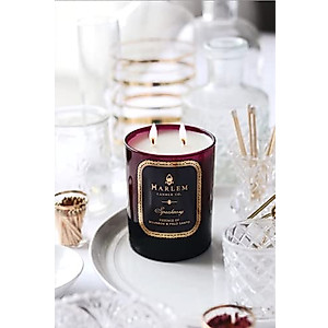 Harlem Candle Company Speakeasy Luxury Scented Candle, Double Wick, 12 oz Burgundy Glass Jar, Soy Wax, Gift Box, Palo Santo, Cardamom, Incense, Bourbon, Licorice, Tobacco and Pachouli