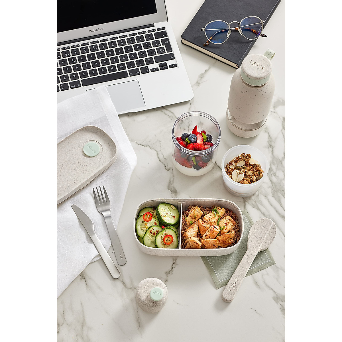 Lékué 3 Piece Stainless Steel Cutlery Set with case, 6.6 x 1.8 x 1.1inch