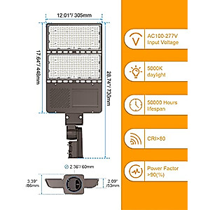 320W LED Parking Lot Light, UL listed 44800Lm 5000K IP65 Commercial Street Lights Outdoor Area lighting with Dusk to Dawn Photocell 100-277V Shoebox Lights for Roadway, Sports Fields (Slip fitter)
