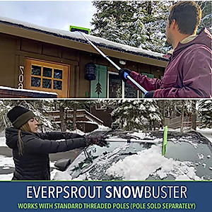 EVERSPROUT Never-Scratch SnowBuster Attachment for Removing Snow from Vehicles (Pole Not Included) | Premium Foam Snow Broom Head | Unique S-Shape Design for Push or Pull Removal | Broom Head Only