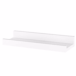 YOYAI Natural Bamboo Floating Shelves Wall Mounted Rustic Wood Wall Shelves Wooden Wall Storage Organizer Home Decor Living Room Kitchen Bedroom (White,13.8 in)