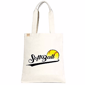 Eco-Friendly Multi Purpose Fashion Printed 100% Cotton Canvas Beach Shoulder Tote Bag. (230-SoftBall)