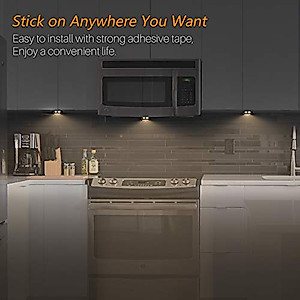 STAR-SPANGLED 5 Pack 2.8” Push Tap Lights, Stick on Touch Puck Lights AAA Battery Operated, LED Sticky Button Lights for Classroom, Kitchen, Under Cabinet, Closet (Golden, Warm White)