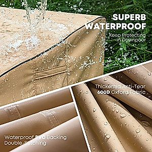 PaitoGem Heavy Duty Outdoor Couch Cover 100% Waterproof 600D Oxford, Outdoor Furniture Cover Waterproof, 2-Seater UV-resistant Patio Sofa Covers, Lawn Patio Furniture Cover with Air Vents, Deep Small