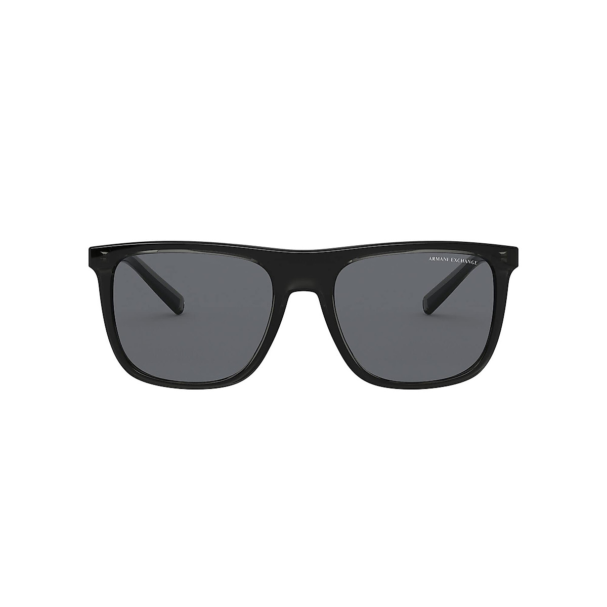 A|X ARMANI EXCHANGE Men's AX4102SF Low Bridge Fit Square Sunglasses, Shiny Black/Grey, 57 mm