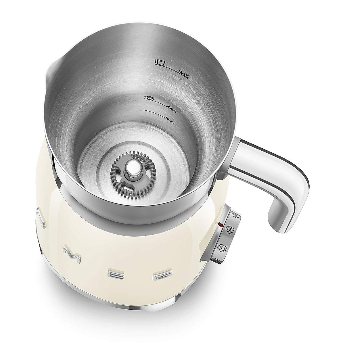 SMEG Retro 50's Style Milk Frother with 2 Disks 6 Preset Programs Hot or Cold Frothing and Induction Heating (Cream)