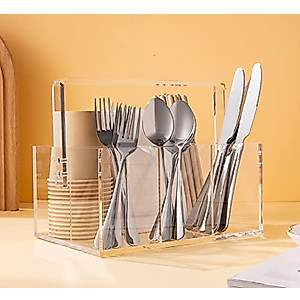 Utensil Holder Silverware Caddy Countertop Cutlery Organizer For Napkins Flatware Spoon Fork Knife For Picnic Party Plastic Acrylic