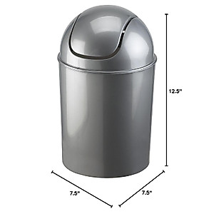 Umbra Mini Waste Can 1.2 Gallon with Swing Lid, Silver