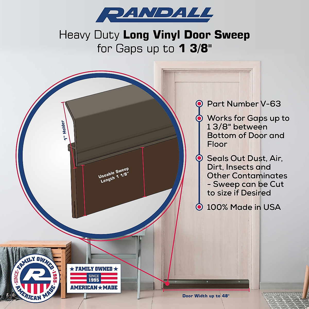 Heavy Duty Weight Aluminum with Long Vinyl Door Sweep (4 FT, Brown)