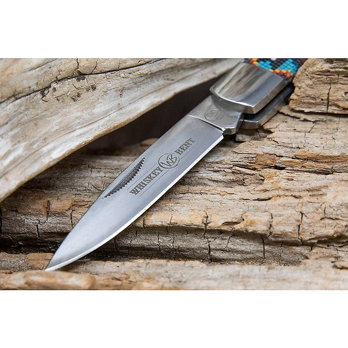 WHISKEY BENT HAT CO. Traditional Lock Blade Folding Pocket Knife 3.75" Closed Length 440C Stainless Steel Blade (Southwest Sand)
