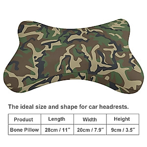 JZDACH Car Neck Pillow Memory Foam Head Rest Support Cushion Compatible with Army Classic Camouflage Pattern for Travel Car Seat, Boys Gaming Office Chair,Travel Portable Pillow