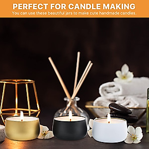 Gransuncy Nachy Candle Tins 12 Pcs, 8 oz Storage Tins Candle Container with Lids for Making Candles Christmas Arts & Crafts, Storage for Candy, and Gifts (Black,Gold,White)