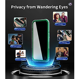 Magnetic Case for iPhone 13 Pro Max, [with Privacy Screen Protector][100% Screen Sensitivity][Compatible with MagSafe] Full Body Shockproof Anti Spy Cell Phone Case Cover 6.7 inch-Alpine Green