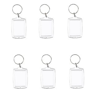 Medsuo 6pcs Double Sided Blank Picture Keychain Personalised Photo Key Fob Holder with Split Ring for Insert 4.6cm x 3.2cm Photo