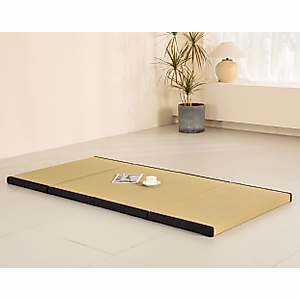 MustMat Thick Tatami Mat Twin XL Floor Mattress Japanese Tatami Bed with Storage Bag 39 x 80 x 2 in (Black)