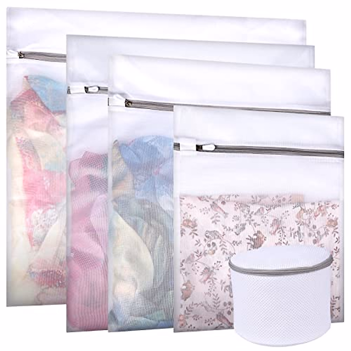 Durable Mesh Laundry Bags for Delicates Wash Bag for Lingerie Clothes Jeans Bath Towel Sock Travel Organization Bag (5 Set(S+M+L+XL+Bra bag))