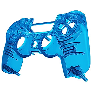 eXtremeRate Replacement Faceplate Front Housing Shell with Tools Compatible with ps4 Slim Pro Controller CUH-ZCT2 JDM-040/050/055 - Transparent Crystal Clear Blue - Controller NOT Included