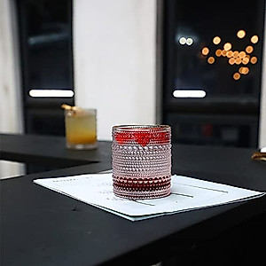 cosnou Mini Rock Glasses, 6.5 oz（200ml） Hobnail Drinking Glasses Set 6, Embossed Vintage Glassware Set for Beer, Cocktail, Soda, Beverage Clear