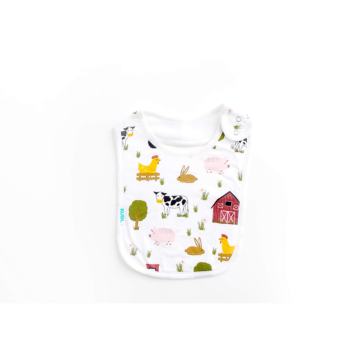 KUDL Baby Bib Large Toddler Burpy Absorbent Feeding Reflux Drool Teething Snap Button (Farm)