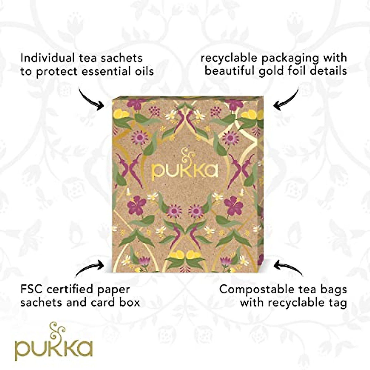 Pukka Organic Gift Set Tea Bags, Support Selection Box Herbal Tea, 45 Tea Bags