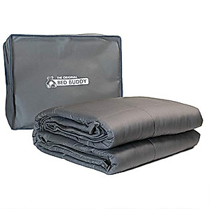 Bed Buddy Weighted Blanket 17 lbs - Weighted Blanket Adult Sized - Heavy Blanket with Weighted Glass Beads, Grey, 17 pounds, for Full, Queen Size, Twin Size