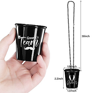 20 Pack Bachelor Shot Glass Necklace Bulk Groom Team Shot Cups with Beaded Necklace Bachelorette Bridal Shower Party Favors Supplies Wedding Proposal Gifts for Men Groomsman, Black